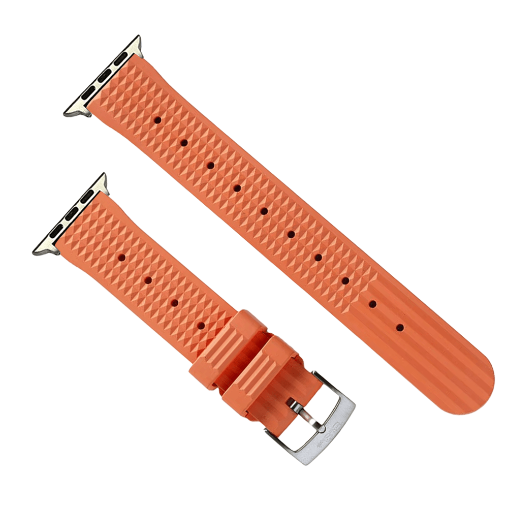 Apple Watch Waffle Style Rubber Watch Band | Orange Watch Strap ...