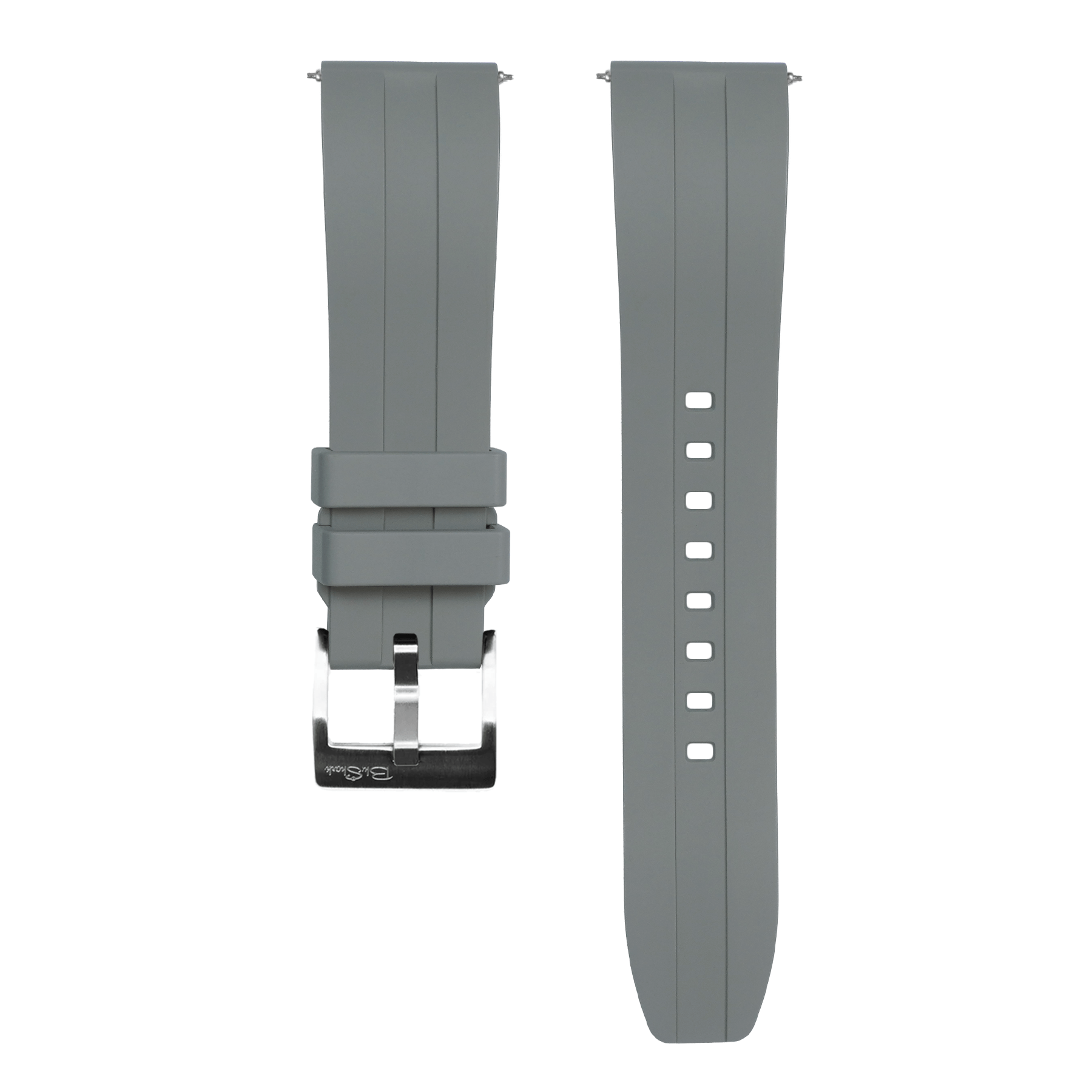Channel Rubber Two-Piece Watch Band Quick Release Spring Bars - Gray ...