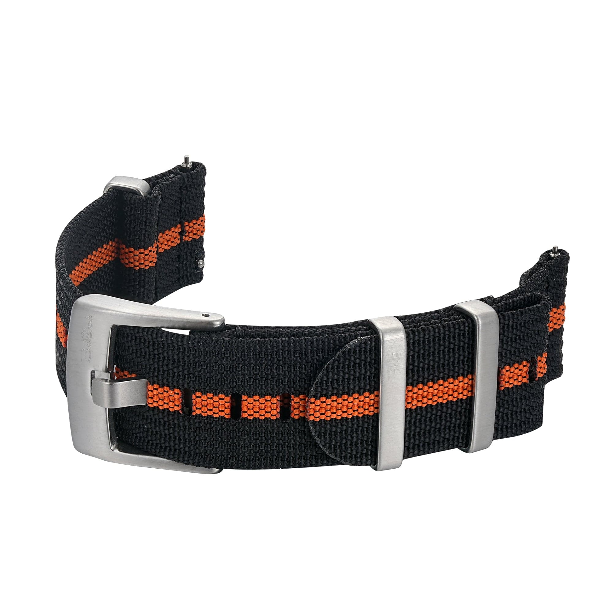 Ribbed Mako FN Two-Piece Nylon Watch Strap Quick Release Black Orange ...