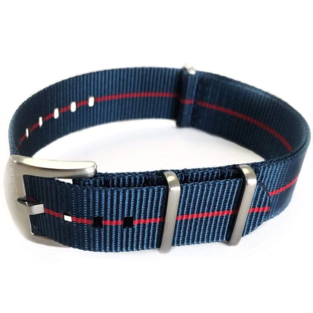 Original Nylon Watch Band | Siren Navy Blue & Red Stripe Strap ...